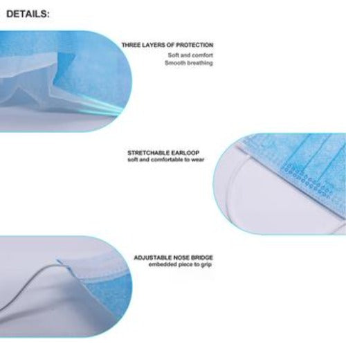 Disposable 3 Ply Mask Box of 50, 3 Ply Masks Box of 50, Face Masks in ...